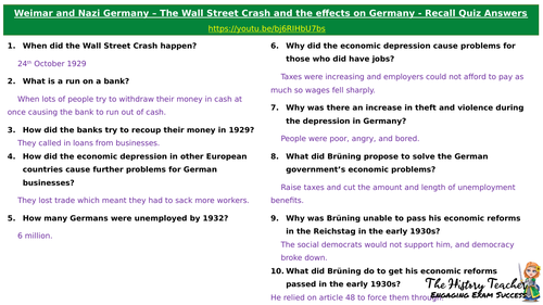 The Wall Street Crash & Depression - Editable Worksheets | Teaching ...