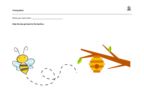 Fine Motor Coordination for Handwriting -Tracing: Bee | Teaching Resources