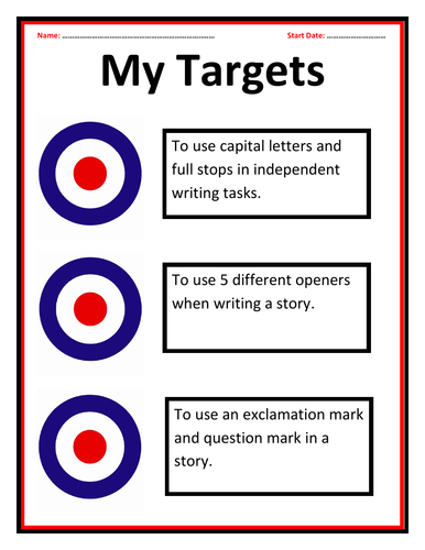 MY TARGETS SHEET | Teaching Resources