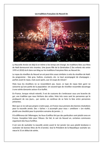 Les traditions françaises du Nouvel An / French New Year traditions ...