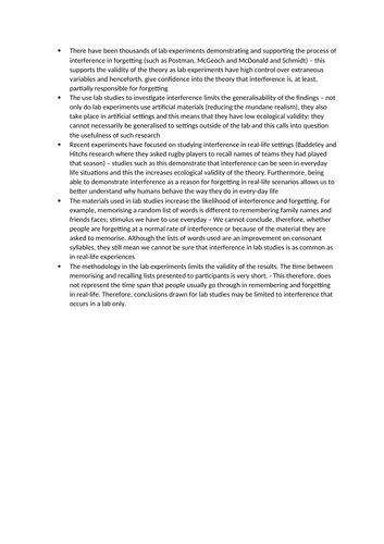 Memory: Interference - AQA Psychology Y12 | Teaching Resources