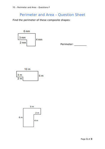 Y5 Maths - Perimeter and Area (Free) | Teaching Resources