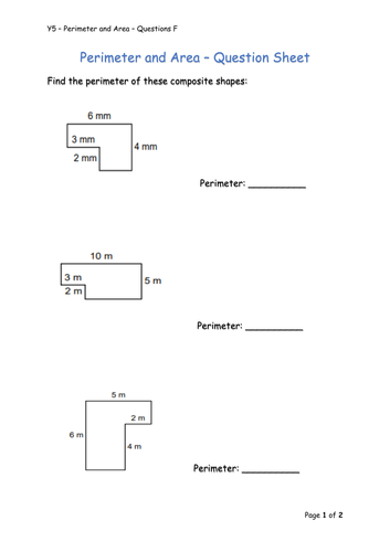Y5 Maths - Perimeter and Area (Free) | Teaching Resources