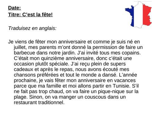 AQA/EDEXCEL Studio GCSE French (Higher) – Module 3 - C’est la fête ...