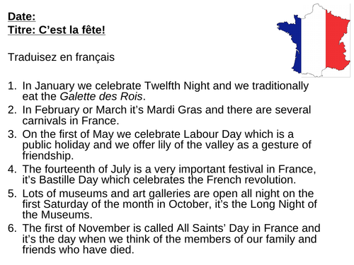 AQA/EDEXCEL Studio GCSE French (Higher) – Module 3 - C’est la fête ...