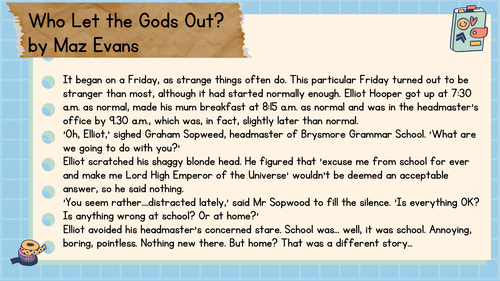 Who Let the Gods Out? Reading Comprehension Tasks | Teaching Resources