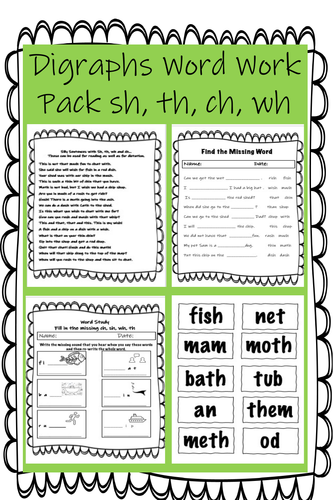 CVC with Digraph Word Work Pack | Teaching Resources