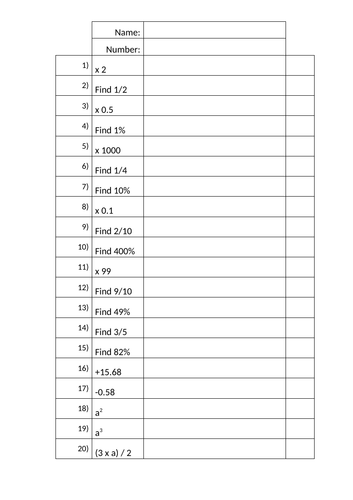 Numeracy - Mental Arithmetic Challenge - Skills test and tracker ...