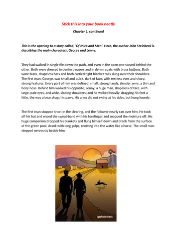 KS3 Descriptive Writing 'Of Mice and Men' | Teaching Resources