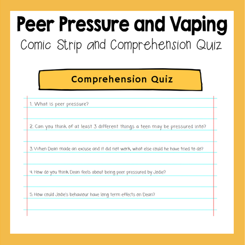 Peer Pressure and Vaping - Comic Strip and Comprehension Activity ...