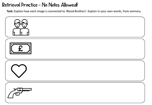 'Blood Brothers' Retrieval Task Worksheets | Teaching Resources