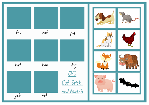 CVC Cut, stick and match | Teaching Resources