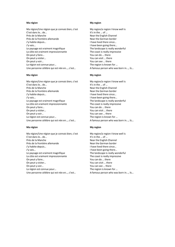 AQA/EDEXCEL Studio GCSE French (Higher) – Module 4 – Ma région est top ...