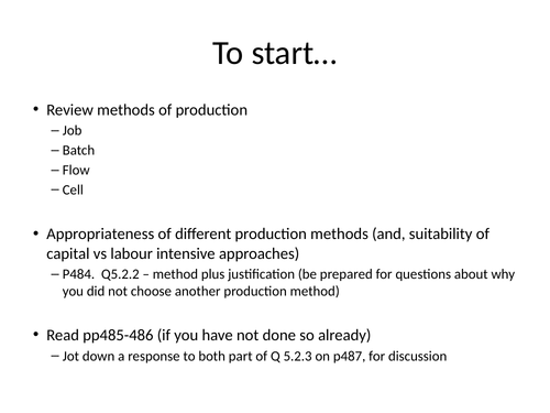 Unit 5.4 Lean Production IBDP Business management | Teaching Resources