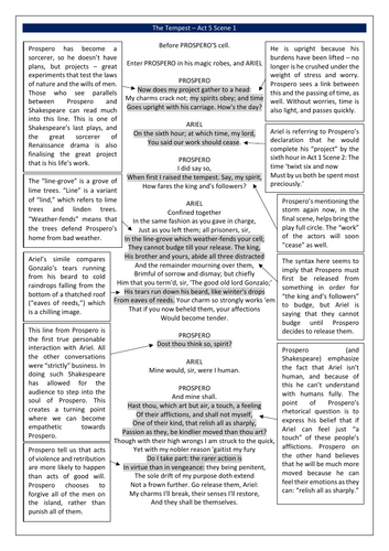 The Tempest Act 5 Scene 1 Fully Annotated | Teaching Resources