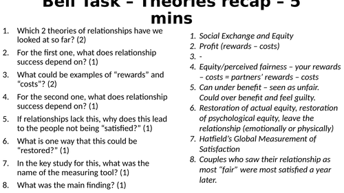 Rusbult's Investment Model (AQA Psychology Relationships) | Teaching ...