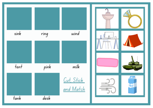 CVCC Cut, Stick and Match | Teaching Resources