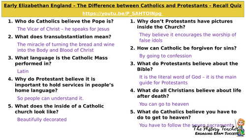 EEE Differences between Catholics and Protestants - Editable Worksheets ...