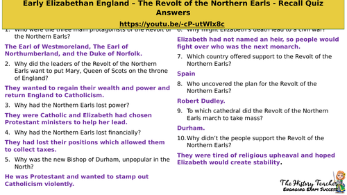EEE The Revolt of the Northern Earls - Editable Worksheets | Teaching ...