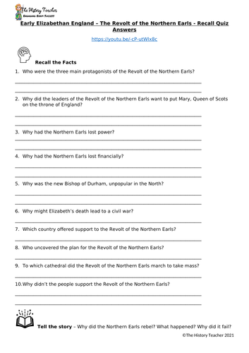 EEE The Revolt of the Northern Earls - Editable Worksheets | Teaching ...