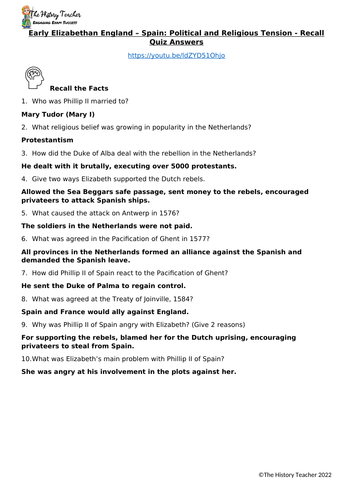 EEE Spain: Religious and Political Conflict - Editable Worksheets ...