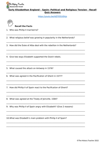 EEE Spain: Religious and Political Conflict - Editable Worksheets ...