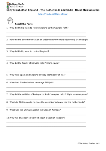 EEE Causes of the Spanish Armada - Editable Worksheets | Teaching Resources