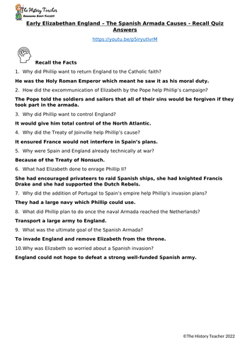 EEE Causes of the Spanish Armada - Editable Worksheets | Teaching Resources