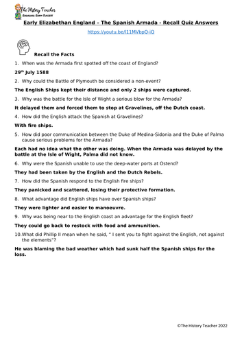 EEE The Spanish Armada - Editable Worksheets | Teaching Resources
