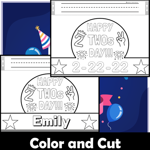 Twosday Name Crowns Hat Activities Craft, 2s Day 2-22-22, February 22 ...