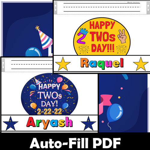 Twosday Name Crowns Hat Activities Craft, 2s Day 2-22-22, February 22 ...