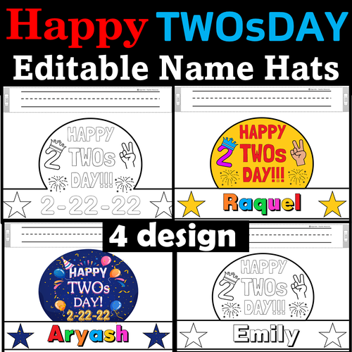 Twosday Name Crowns Hat Activities Craft, 2s Day 2-22-22, February 22 ...