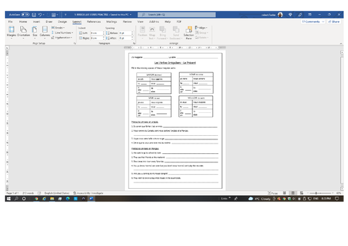 FRENCH VERBS - IRREGULAR - PRESENT TENSE | Teaching Resources