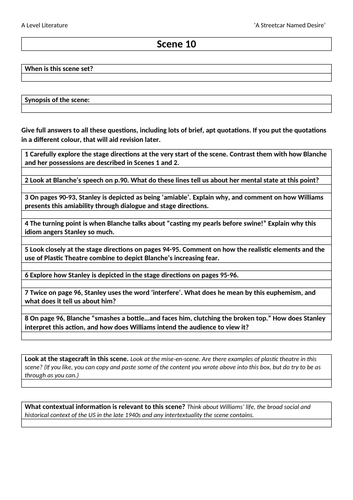 Guided Analysis of Scenes 1-10 of A Streetcar Named Desire | Teaching ...