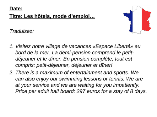 AQA/EDEXCEL Studio GCSE French (Higher) – Module 5 – Les hôtels, mode d ...