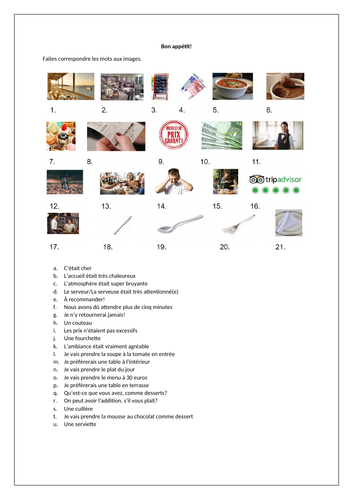 Au restaurant / At a restaurant | Teaching Resources