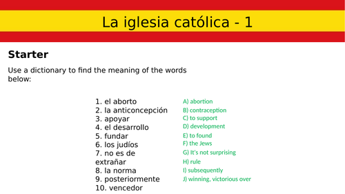 AS Spanish Lesson 1.3 La influencia de la Iglesia Católica | Teaching ...