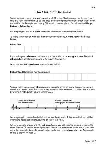 Serial Music-Year 9 (3 Lessons on Serialism) | Teaching Resources