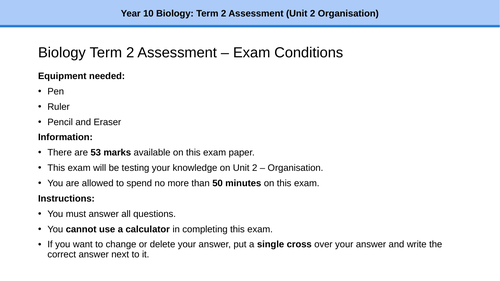 Year 10 Biology Assessment: Organisation (Humans and Plants) | Teaching ...
