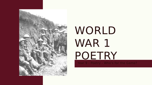 Who's for the Game? - Jessie Pope - World War 1 Poetry | Teaching Resources