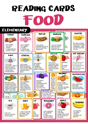 Reading cards. Food. | Teaching Resources