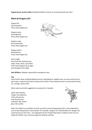 What do Dragons do? Poetry-writing, guided | Teaching Resources