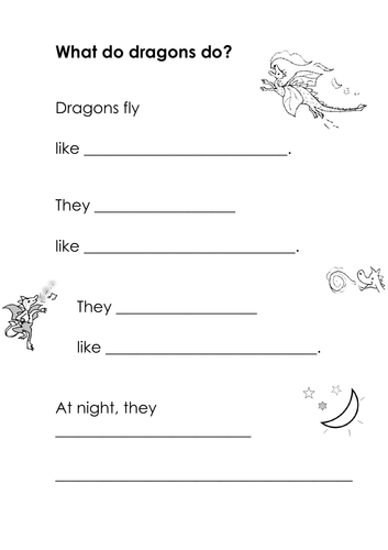 What do Dragons do? Poetry-writing, guided | Teaching Resources