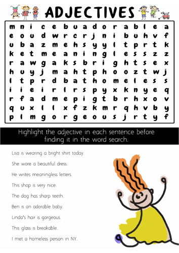 Adjectives Word Search Activity | Teaching Resources