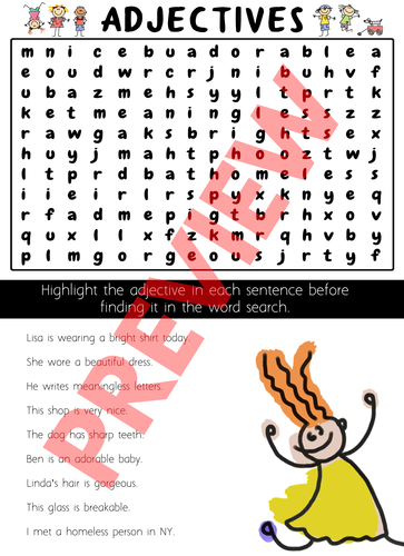 Adjectives Word Search Activity | Teaching Resources