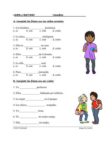 Ser o Estar Quiz or Worksheet (present tense) | Teaching Resources