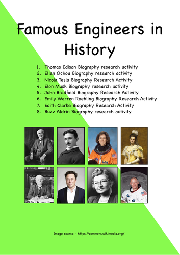 Famous Engineers in History Research Worksheet Set | Teaching Resources