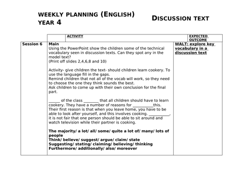 Talk for Writing Discussion Year 4 text should children learn cookery ...