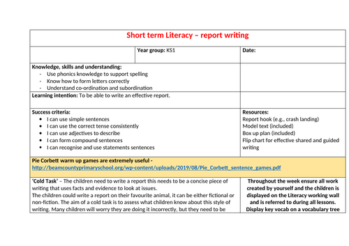Report Writing Talk for Writing | Teaching Resources