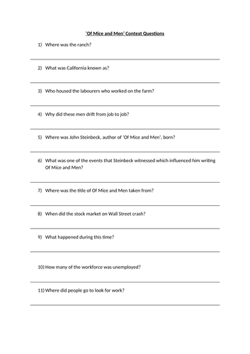 Of Mice and Men Unit | Teaching Resources